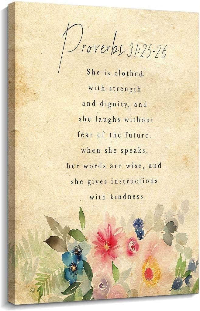 Amazon.com: Proverbs 31 25-26 Bible Verses Wall Decor Bible Quote ...