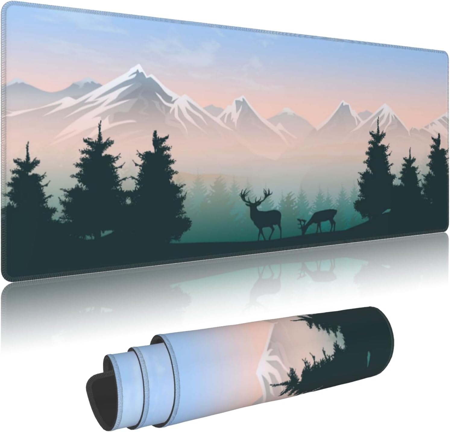 Amazon.com: Wpshijia Mouse Pad Misty Forest Deer Mountain Hunting Moose ...