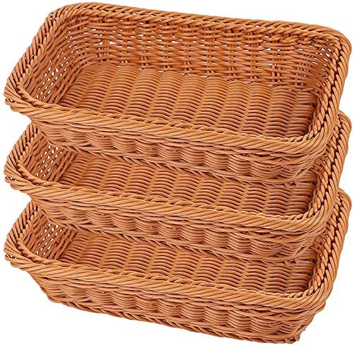 Amazon.com: 6 Pcs 17.7 Inch Poly Wicker Bread Basket Woven Bread ...