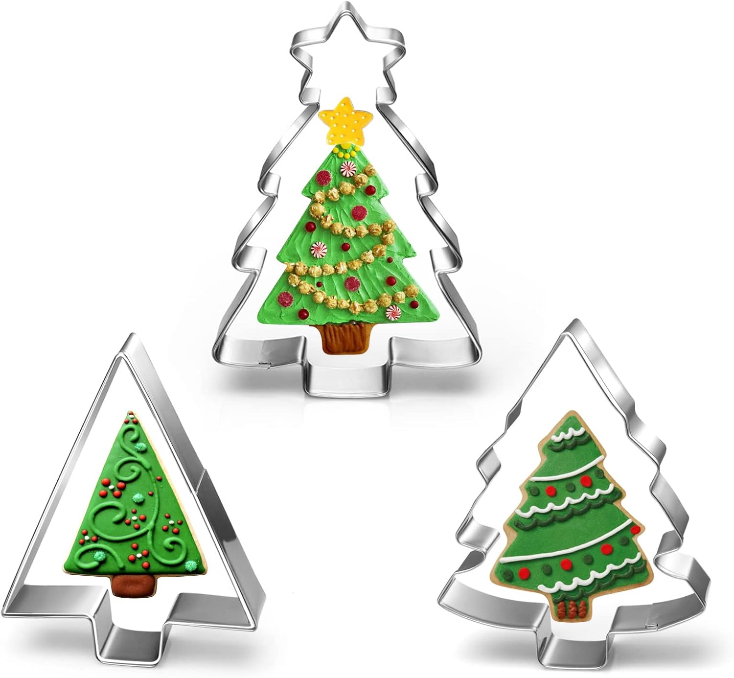 Amazon.com: LUBTOSMN Christmas Tree Cookie Cutter Set-Size 4"4.7" -3 ...