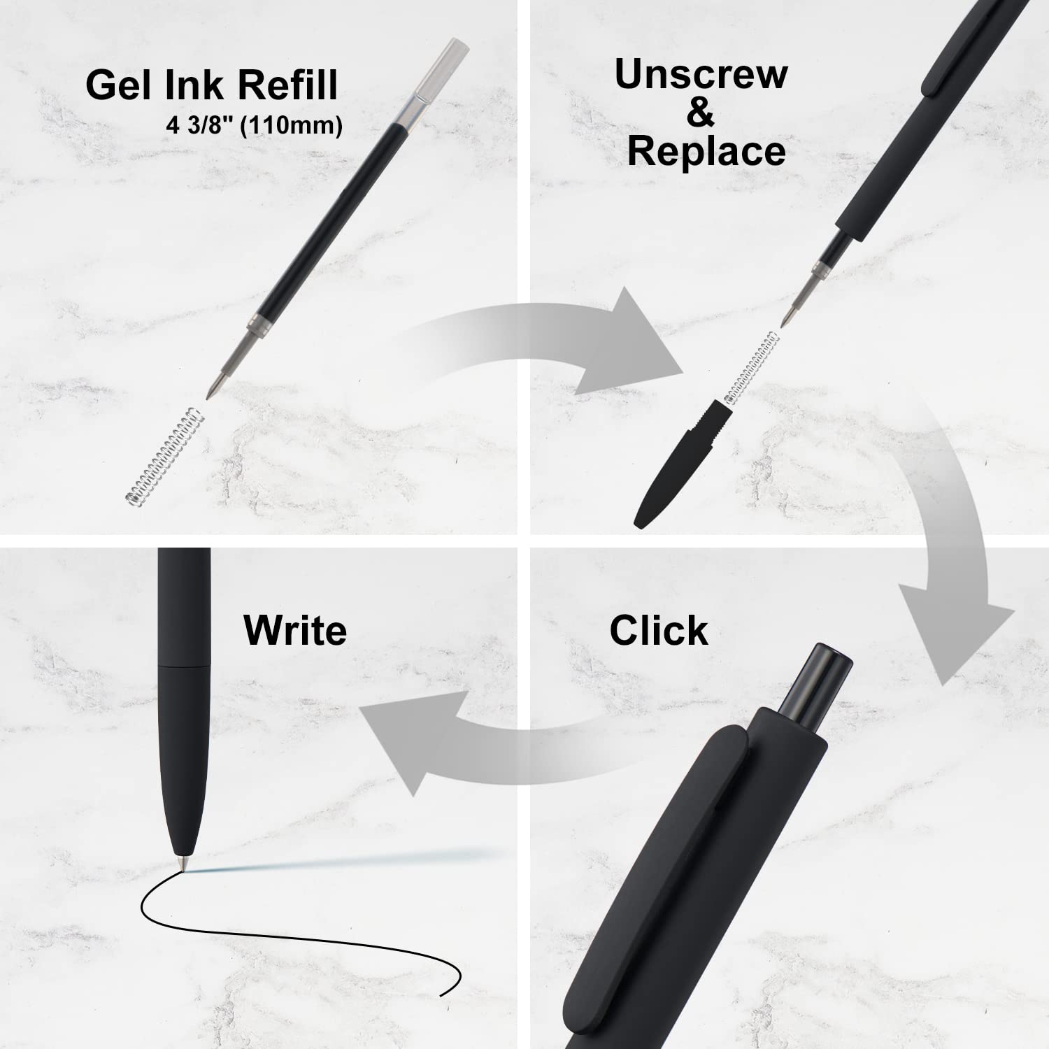 Snapklik.com : Black Gel Pens Fine Point Smooth Writing Pens Bulk, Soft ...