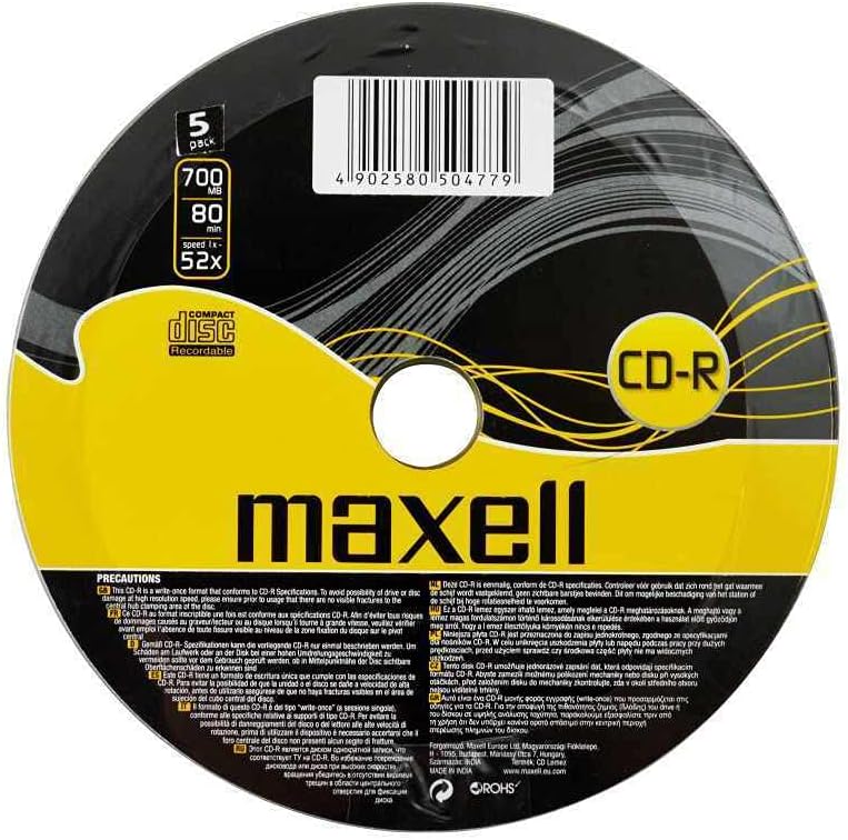Maxell 625335 CDR-80 MUSIC GOLD CD Recordable Discs 32X 700MB 80 Min 30 ...