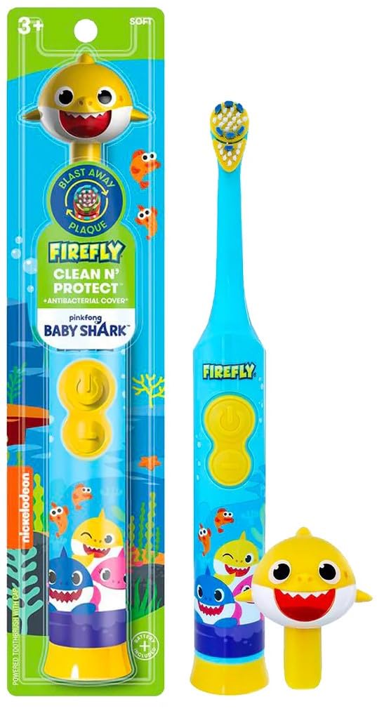 Amazon.com: Firefly Clean N' Protect, Baby Shark Toothbrush with 3D ...