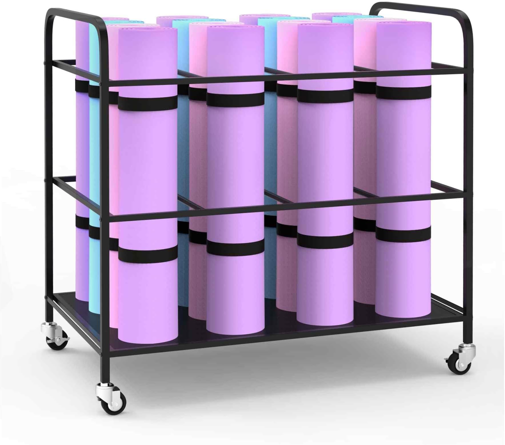 Amazon.com: FEITJMMW Large Yoga Mat Storage Cart with Wheels, Floor ...