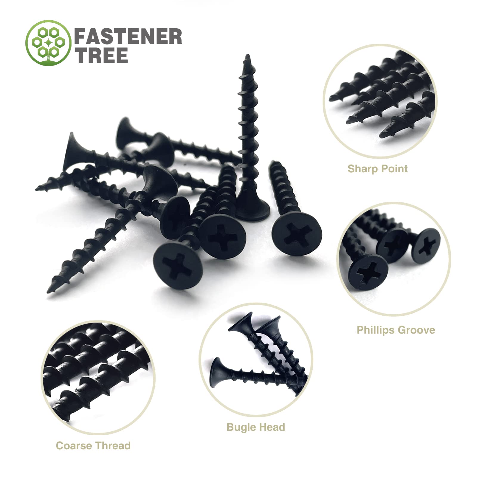 Snapklik.com : FASTENER TREE #6x1-1/4 Drywall Screws Coarse Thread ...
