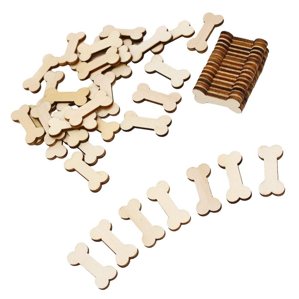 Snapklik.com : 100pcs Wooden Dog Bones Plain Unfinished Wood Craft ...