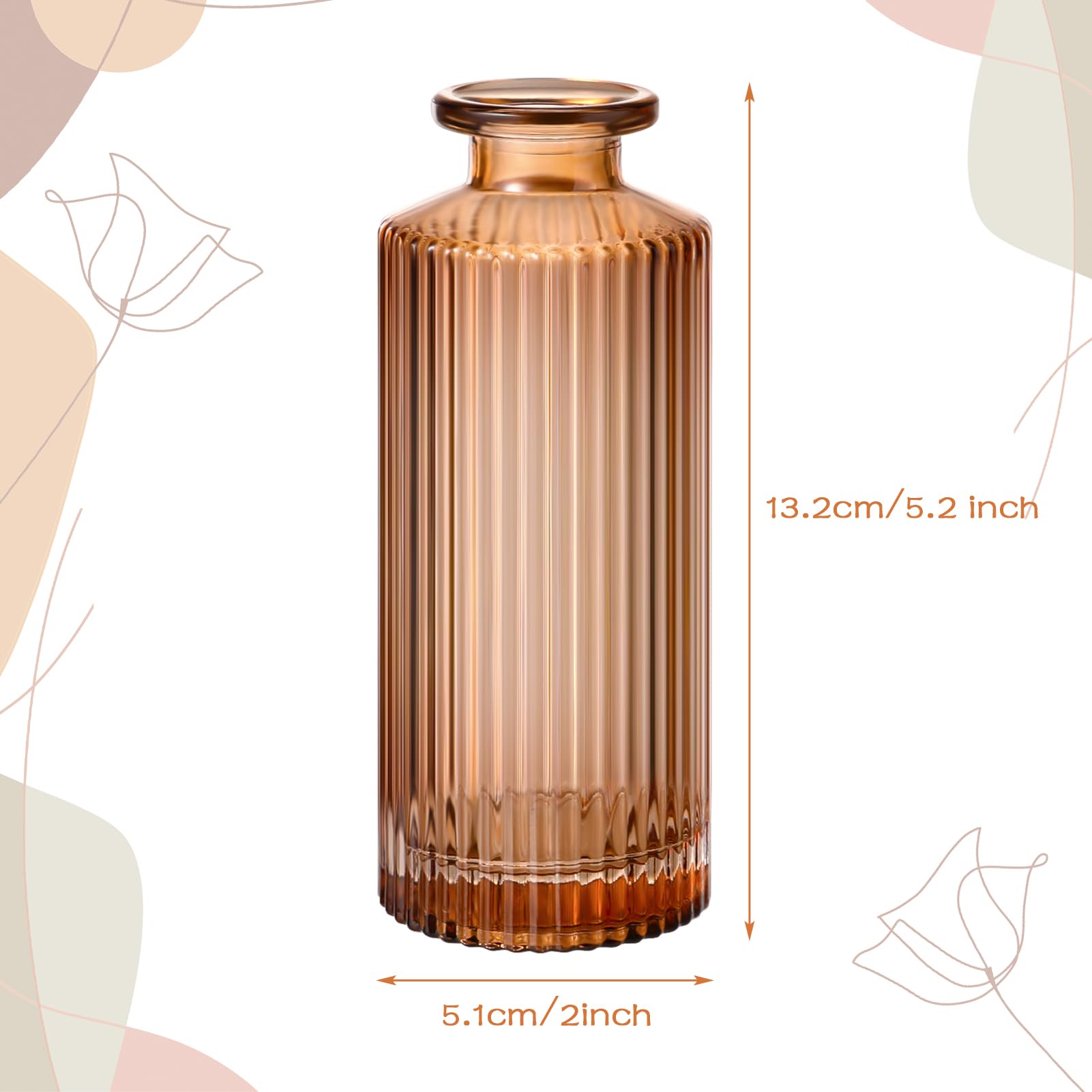 Jspupifip 12 Set Glass Amber Bud Vases, Brown Vase for Centerpieces ...