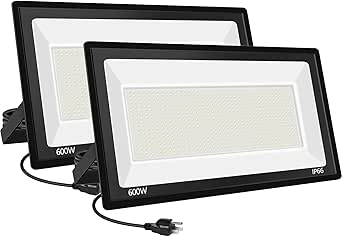 Sunkkes 600W LED Flood Light 2Pack,Super Bright Daylight 5000K IP66 Waterproof Security Outdoor ...