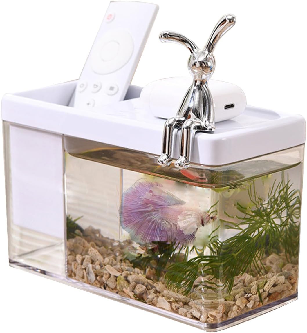 Amazon.com : MuYaoPet Small Fish Betta Tank Set Desktop Storage ...