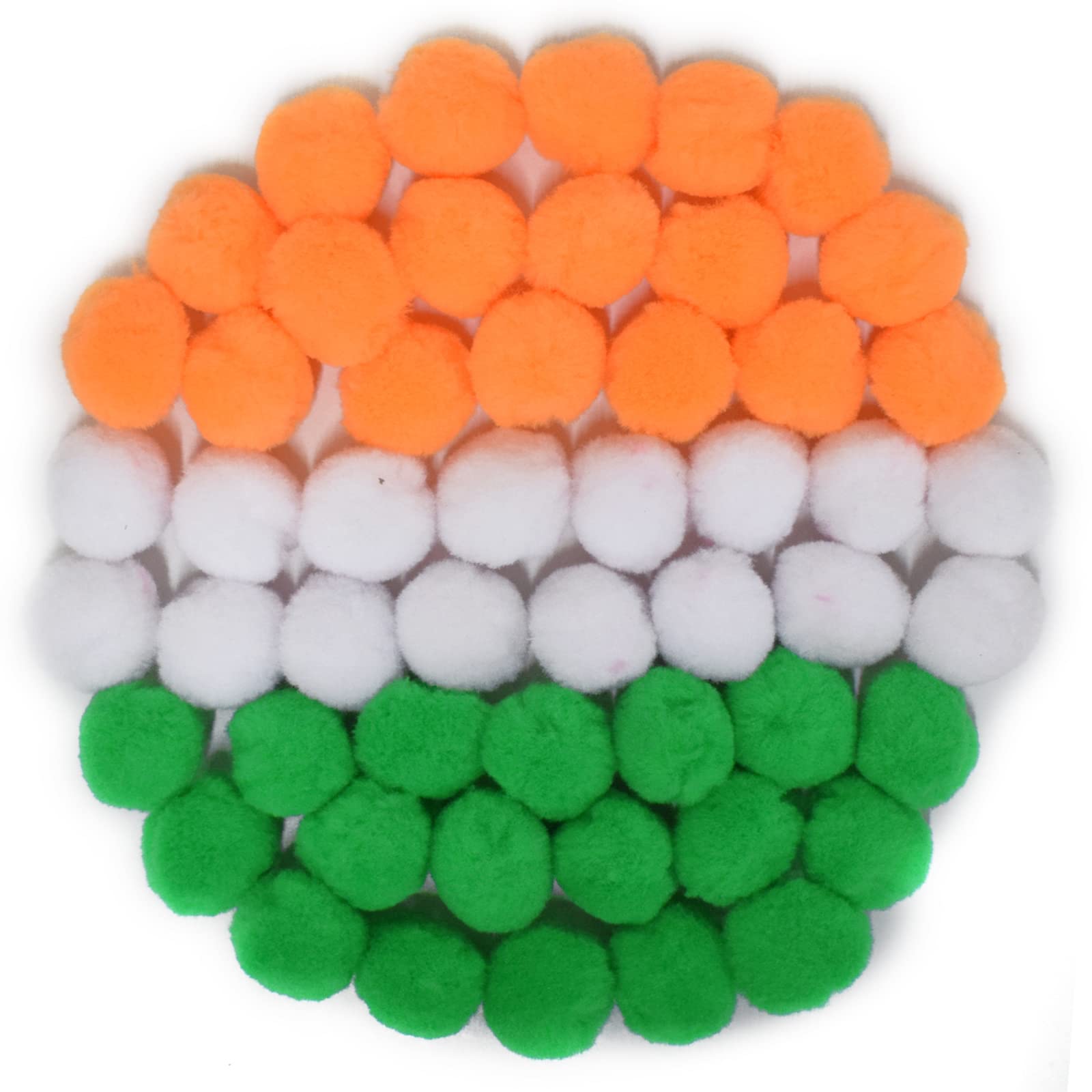 Asian Hobby Crafts Tri-Color Pom Poms Set of 60 Pieces, Large Size 3 ...