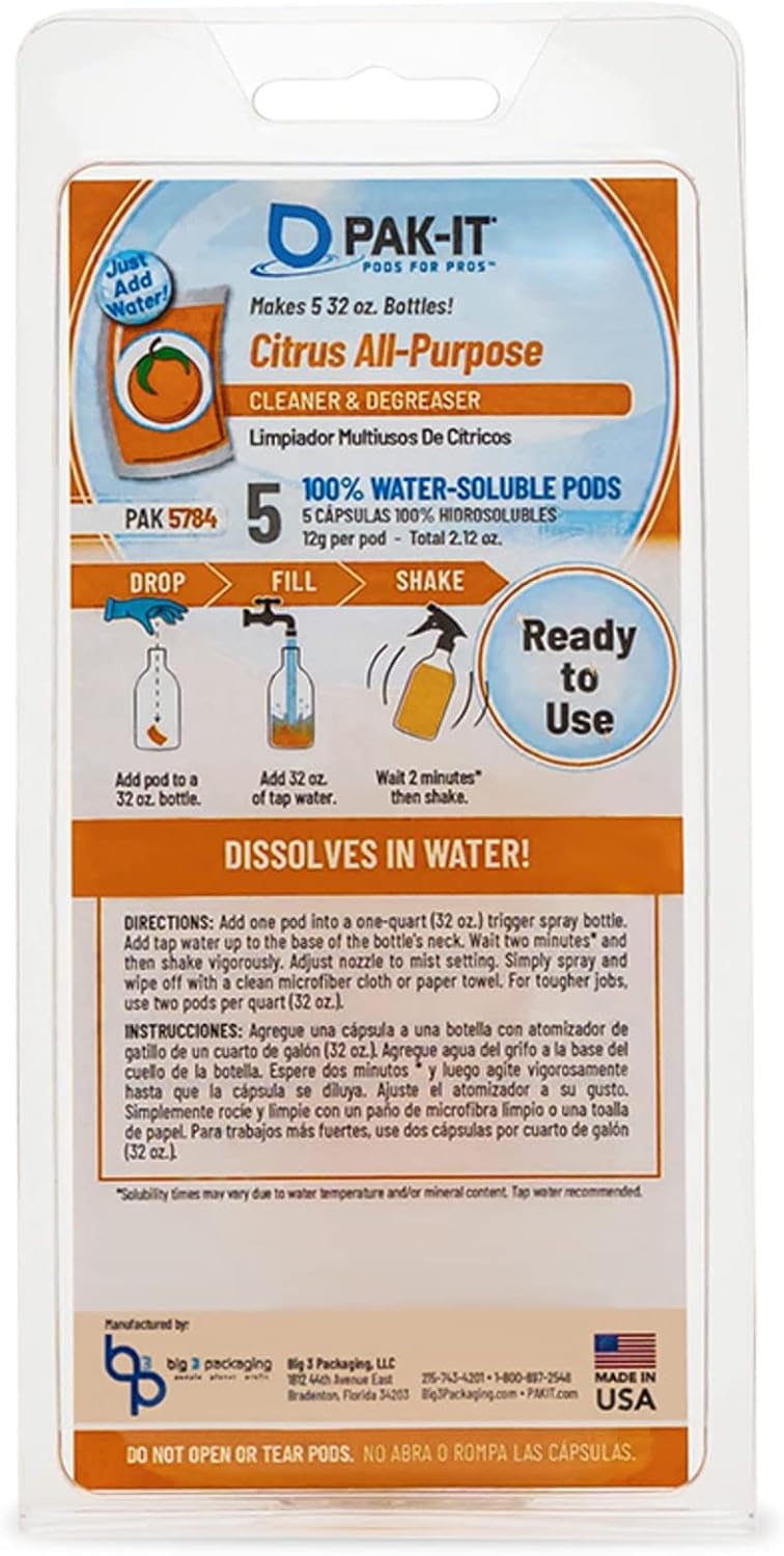 Amazon.com: PAK-IT® All-Purpose Cleaner Packet, Citrus Scent, Pack Of 5 ...