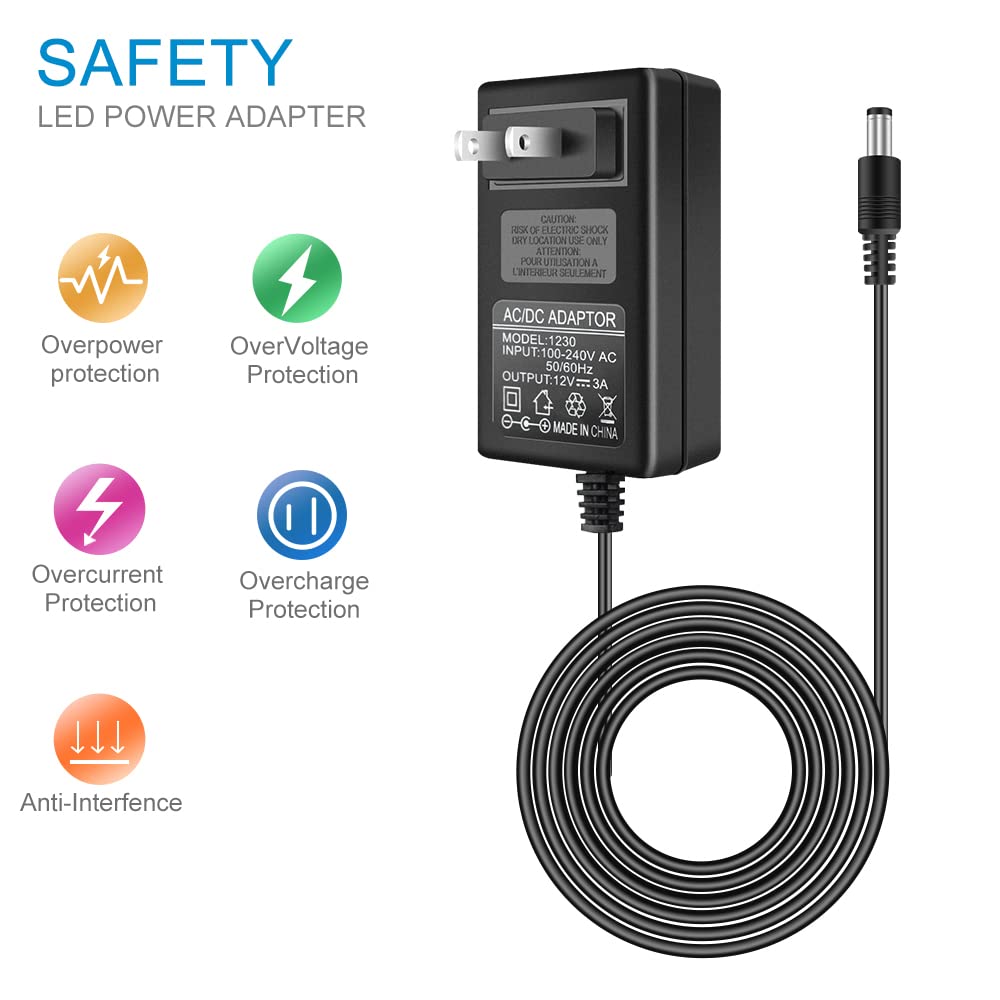 Snapklik.com : 12V 3A LED Power Supply, 12 Volt 36W DC Power Supply ...