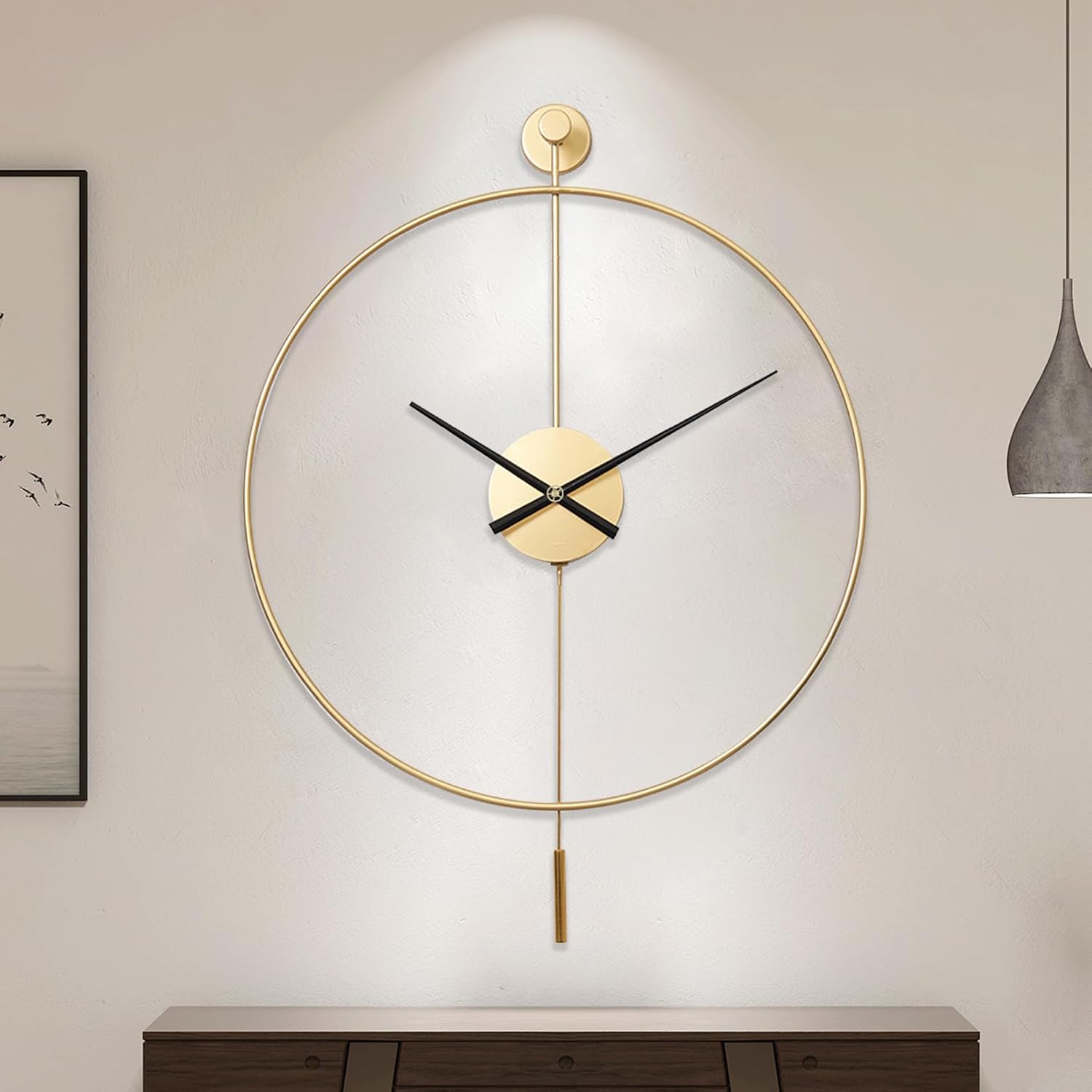 TickTime Classical Large Decorative Wall Clock with Pendulum, Modern ...