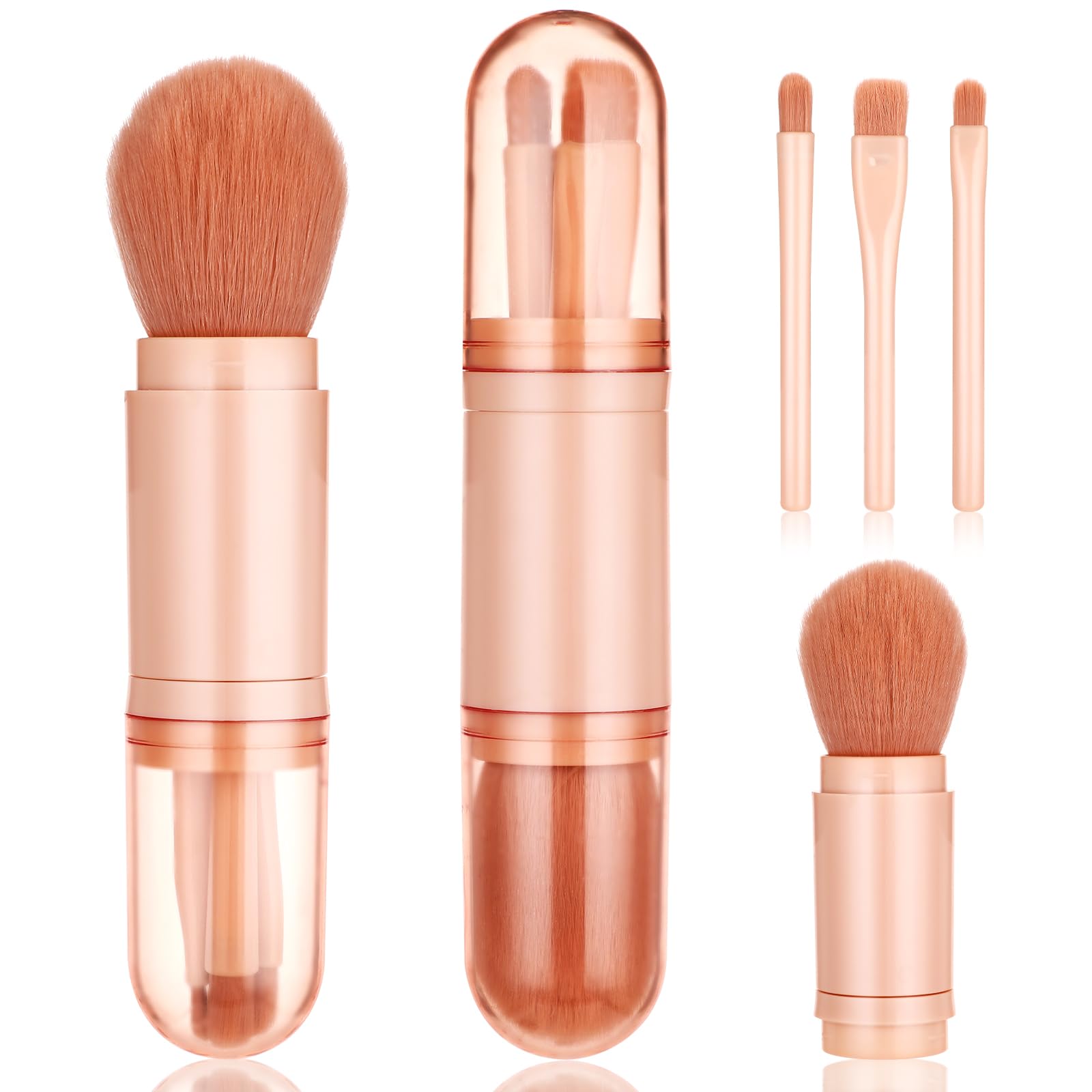 4 in 1 Travel Makeup Brushes Set, Portable Retractable Travel Makeup ...