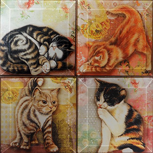 Amazon.com: Kitty Cat Coasters - Set of Four Handmade 4 or 5 inch ...