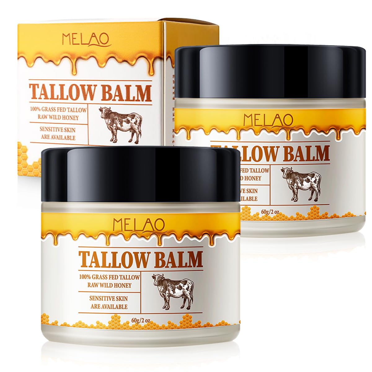 2 Jars Beef Tallow Face Cream Skin Care, Face Moisturizer Tallow and ...