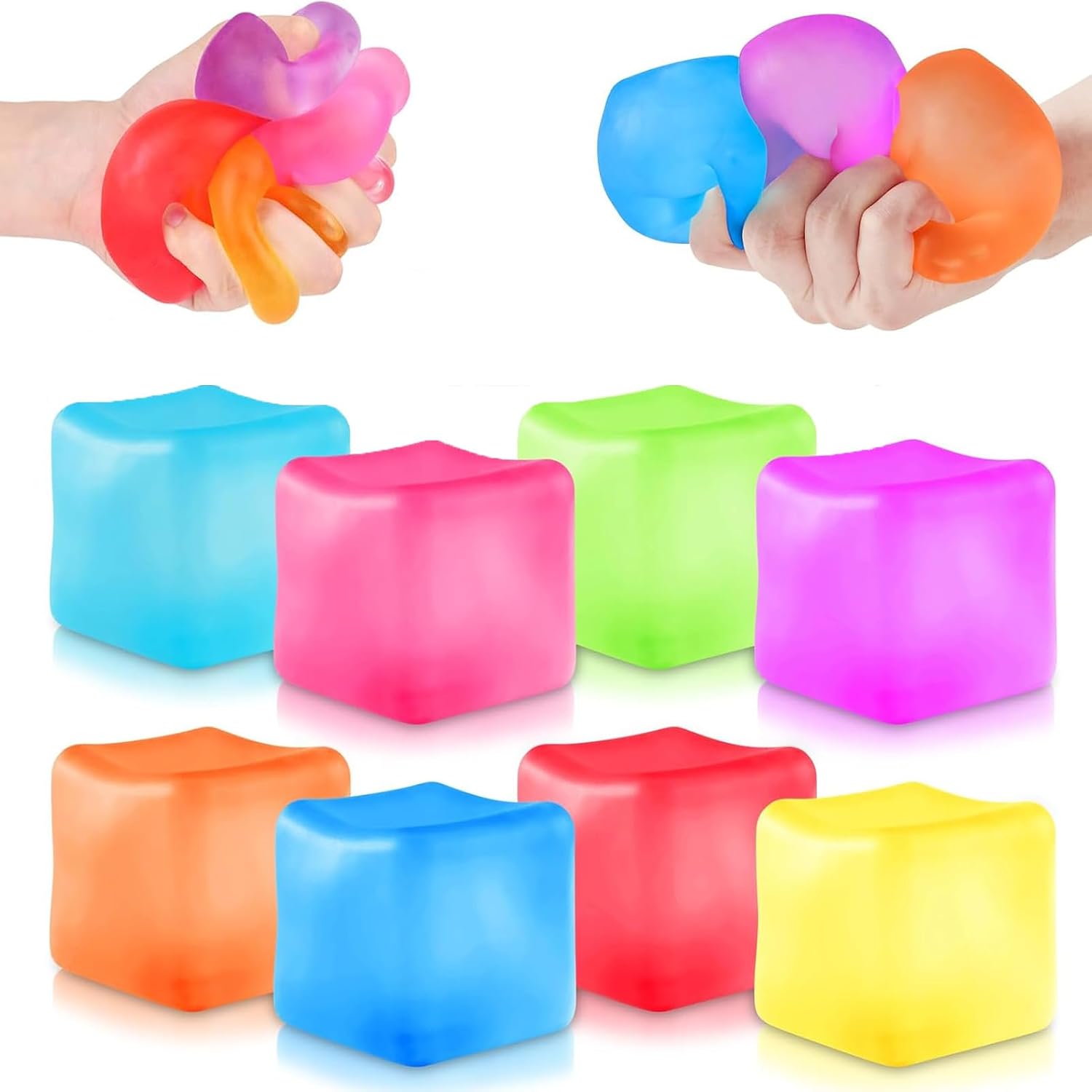 Stress Balls for Kids and Adults, 8Pcs Stress Cube Fidget Toy Colorful ...