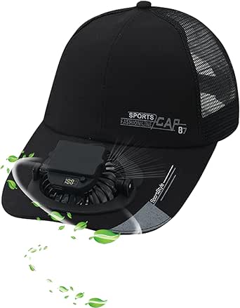 Mens Baseball Cap with Solar Fan, Summer UV Resistant Wide Edged Mesh ...