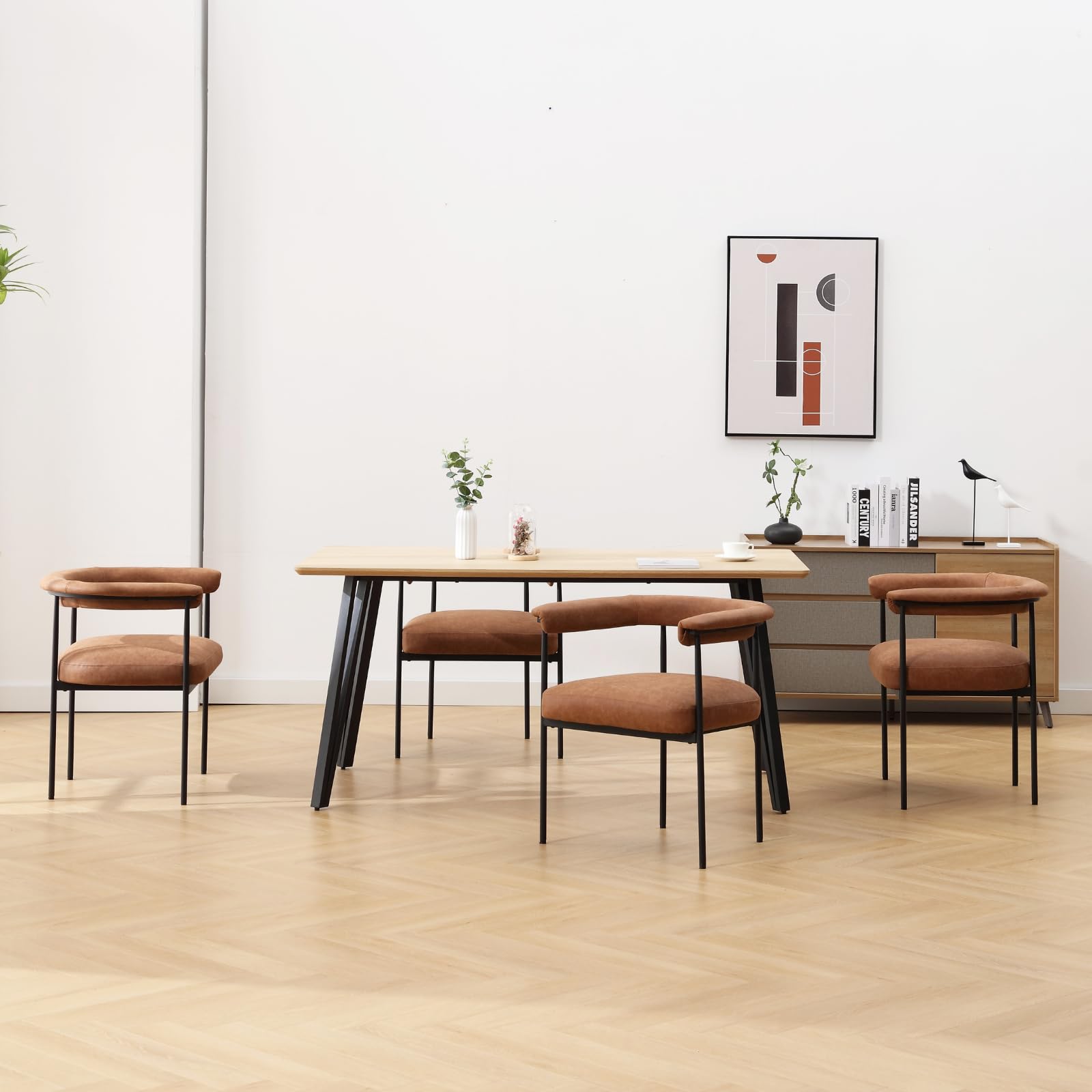 Amazon.com - LukeAlon PU Leather Dining Chairs Set of 4, Upholstered ...