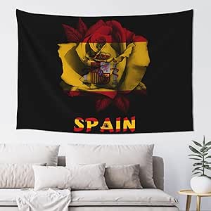 Amazon.com: Spain Spanish flag Rose Tapestry for Bedroom Aesthetic Wall ...
