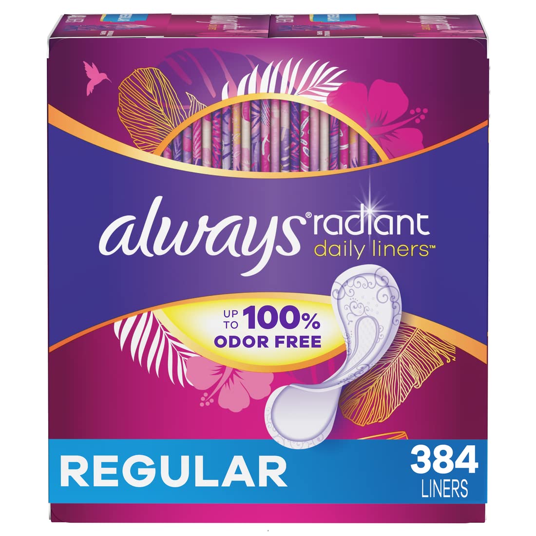 Amazon.com: Always Radiant Liners, Unscented, 96 Count,Pack of 4 (Total ...