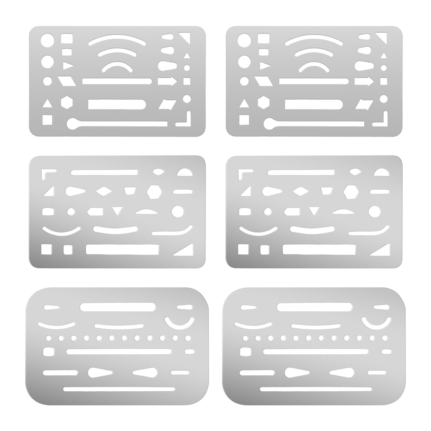 6 Piece Drawing Stencils, Stainless Steel Cutout Stencils, Reusable ...