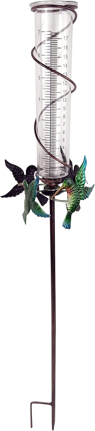 Amazon.com : JOYBee Metal Hummingbird Wind Spinners with Rain Gauge ...