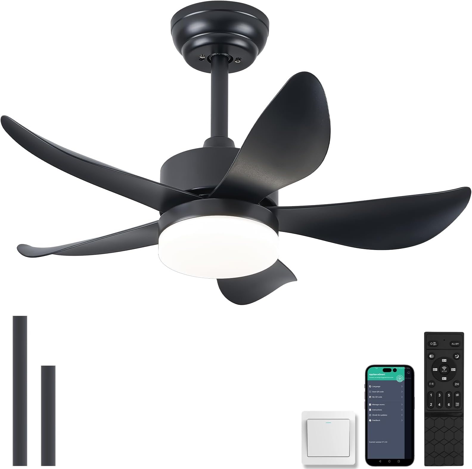 MiniSun | 42" Modern 4 Blade Ceiling Fan with Frosted Opal Glass Light ...