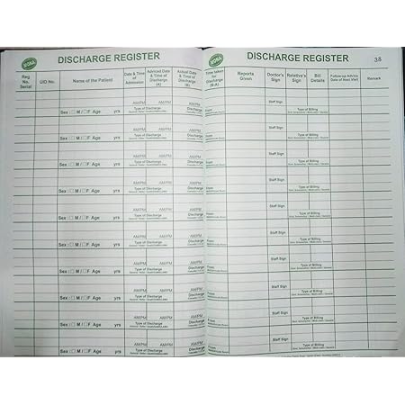 NABH Patient Discharge Register (200 Pages) : Amazon.in: Office Products