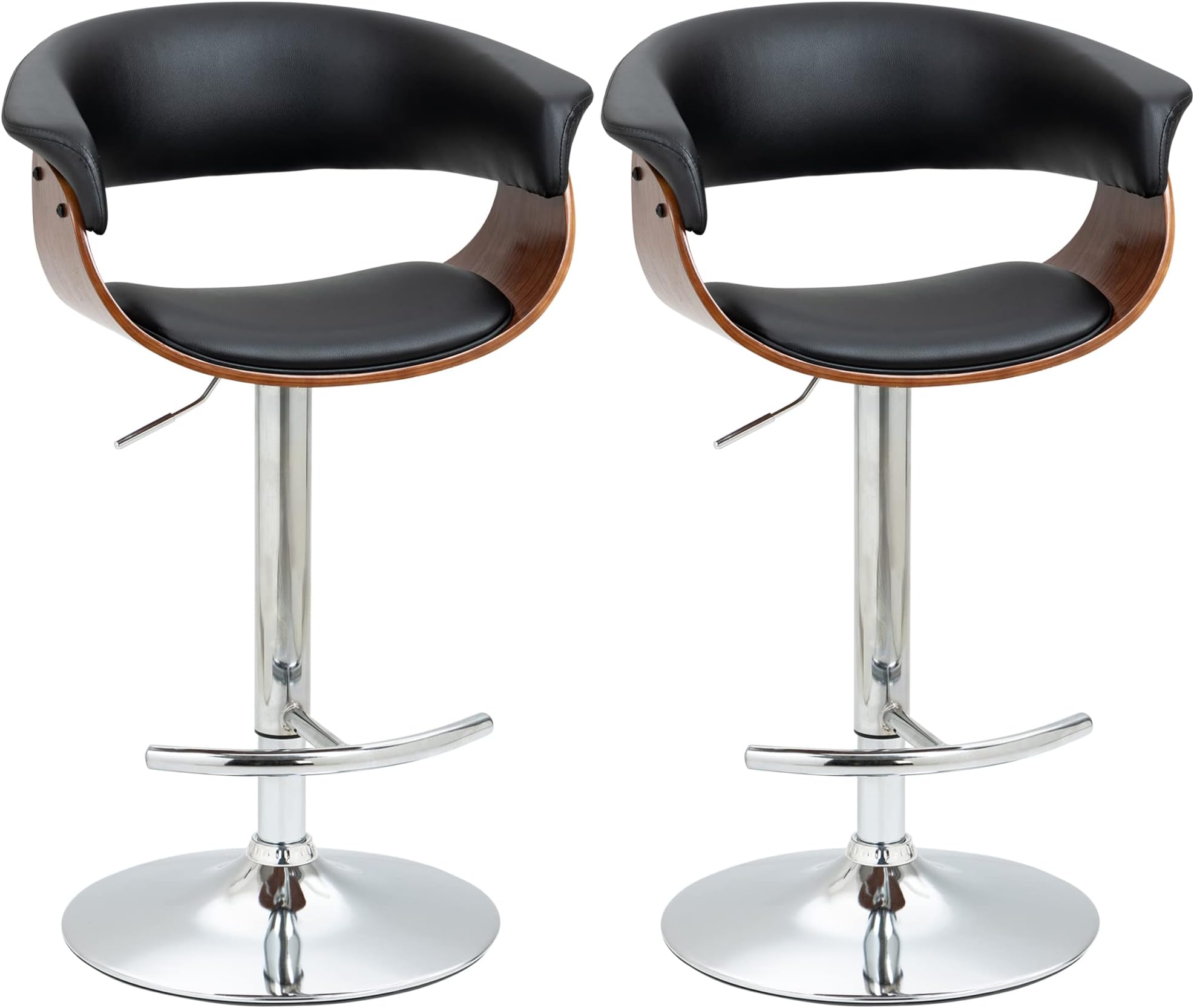 HOMCOM Counter Height Bar Stools Set of 2, Height Adjustable Swivel ...