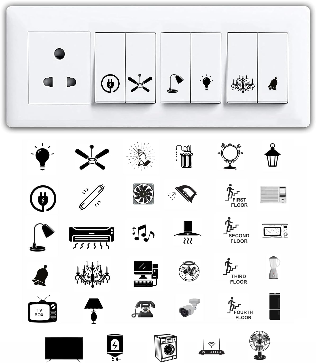 Buy 11 Strokes Switch Board Stickers for Home - 3 Sheets Self Adhesive ...