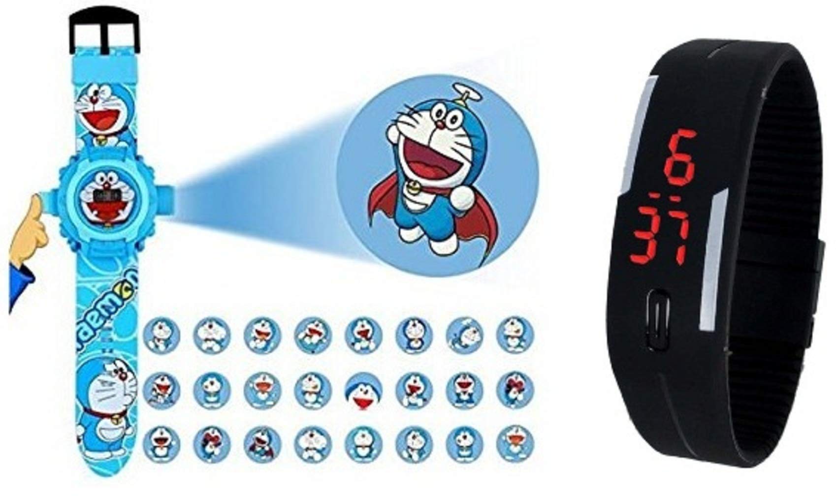 Buy Pappi Boss Digital Blue Dial Doremon Kids Band - Kids Favourite ...