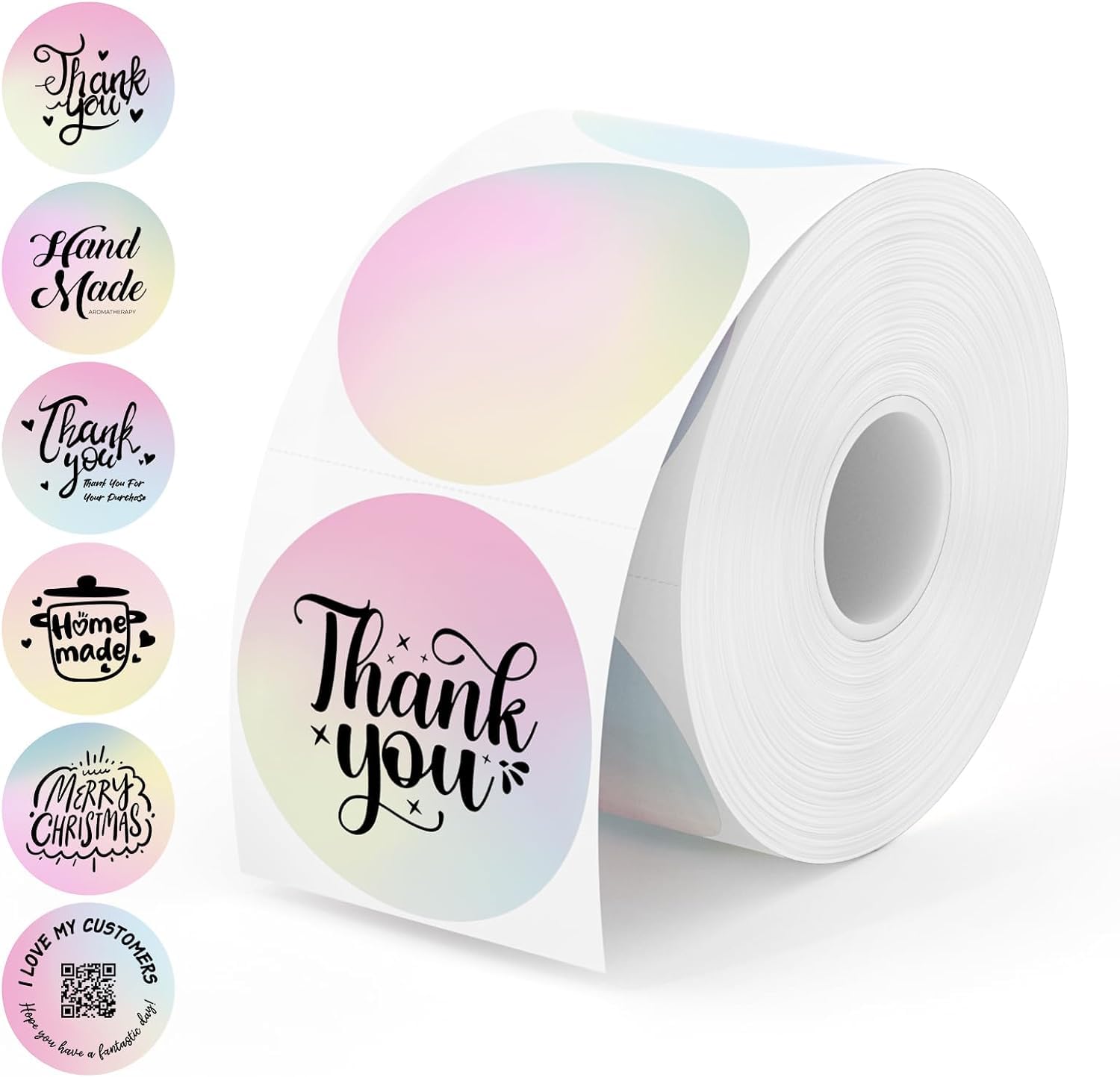 MUNBYN 50x50MM Rainbow Gradient Round Thermal Sticker Labels, 6 ...