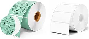 Amazon.com : 2 Inch Green Circle Thermal Sticker Labels+2x1 Inch ...