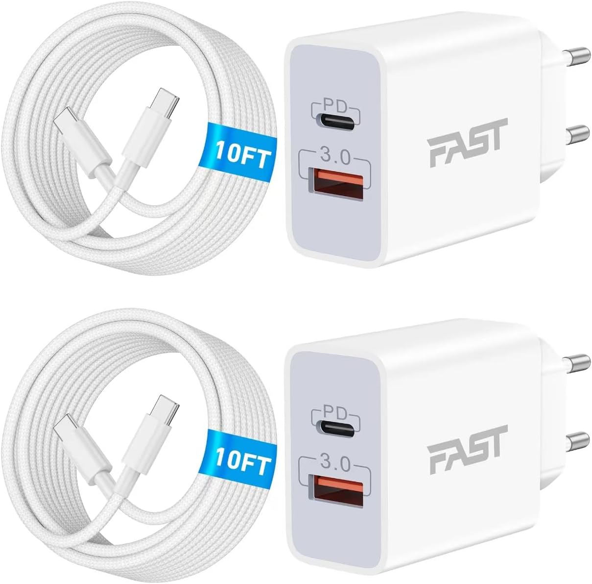 Amazon.com: European Travel Plug Adapter, 20W iPhone Fast Charger USB C ...