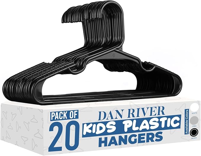 Amazon.com: DAN RIVER 20-Pack Kids Plastic Clothes Hangers – Heavy Duty ...