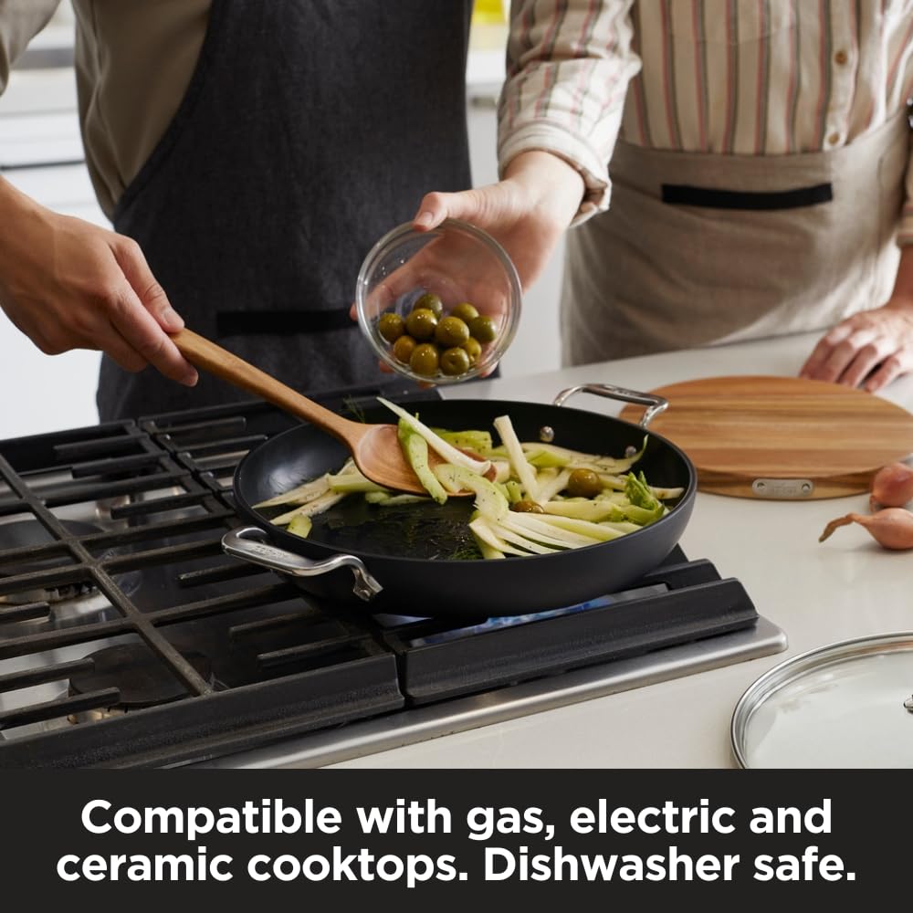 All-Clad HA1 Hard Anodized Nonstick Universal Pan with Acacia Trivet ...