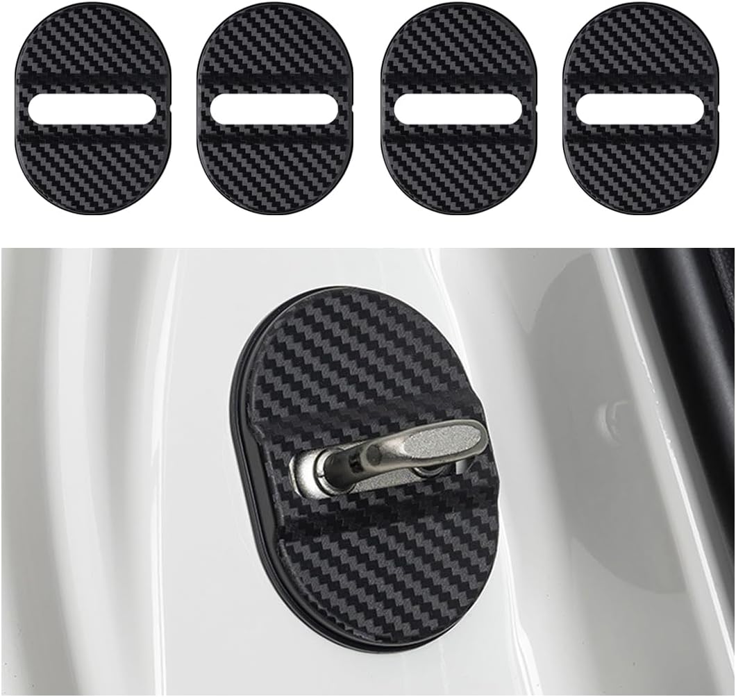 Amazon.com: Mandark Car Door Lock Latches Cover, 4PCS Carbon Fiber ...