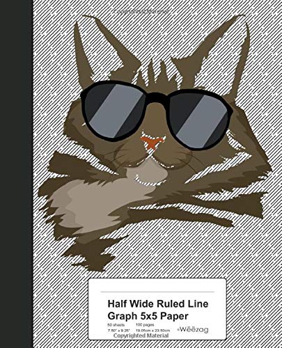 Half Wide Ruled Line Graph 5x5 Paper: Book American Bobtail Cat (Weezag ...