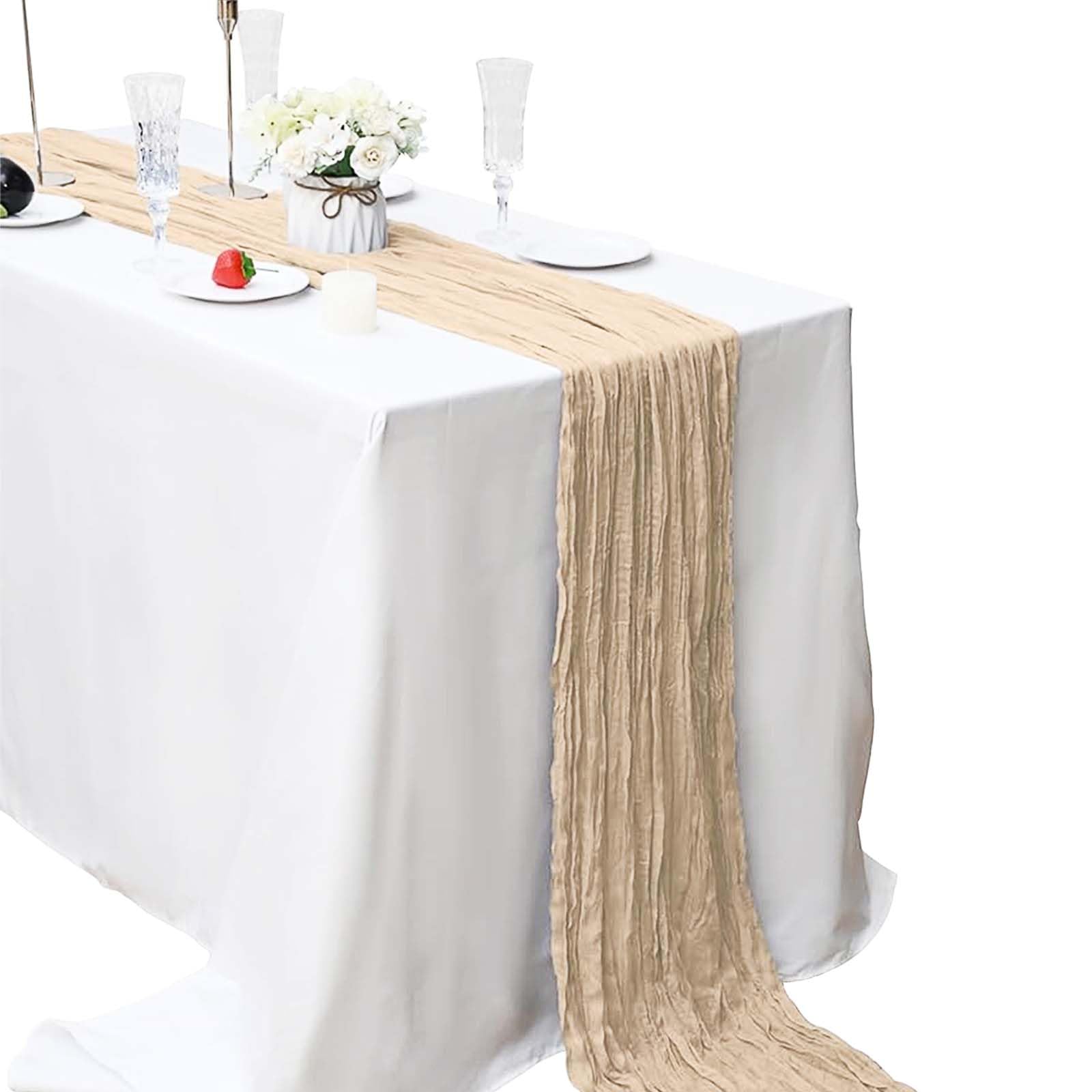 Snapklik.com : Beige Cheesecloth Table Runners 35 X120 Inch Semi ...