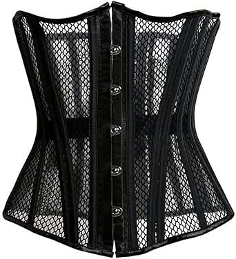 TOPMELON Mesh Underbust Corset Tops for Women Boned Waist Cincher ...