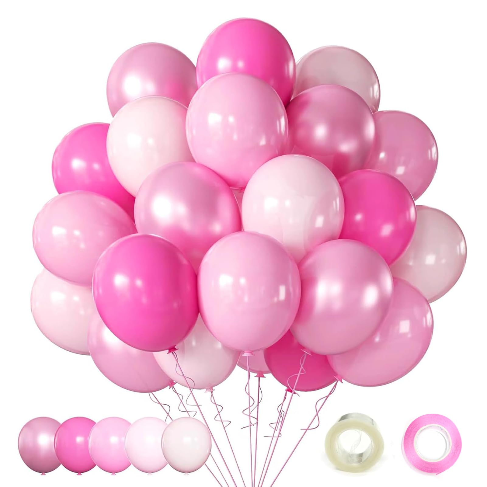 Amazon.com: Pink Balloons Metallic Pink Balloon, 60Pcs 12Inch Chrome ...