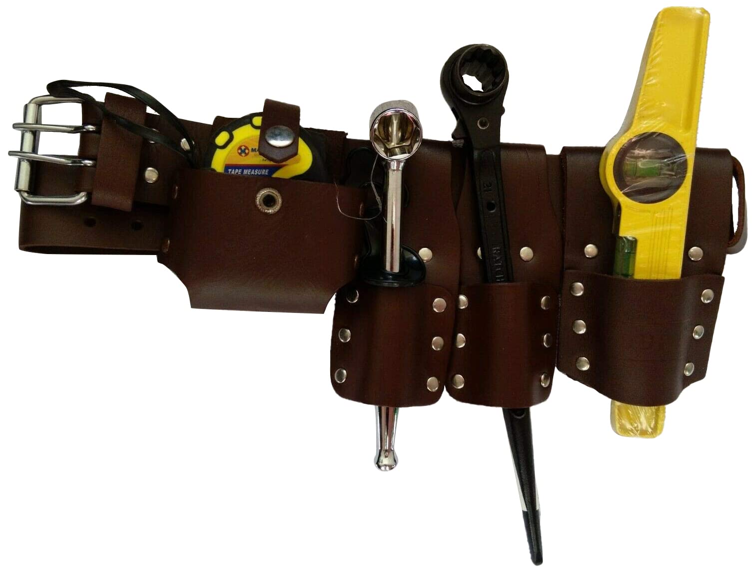 Scaffolding Brown Leather Tool Belt 4PC Tools Set Black Ratchet 1921 mm ...
