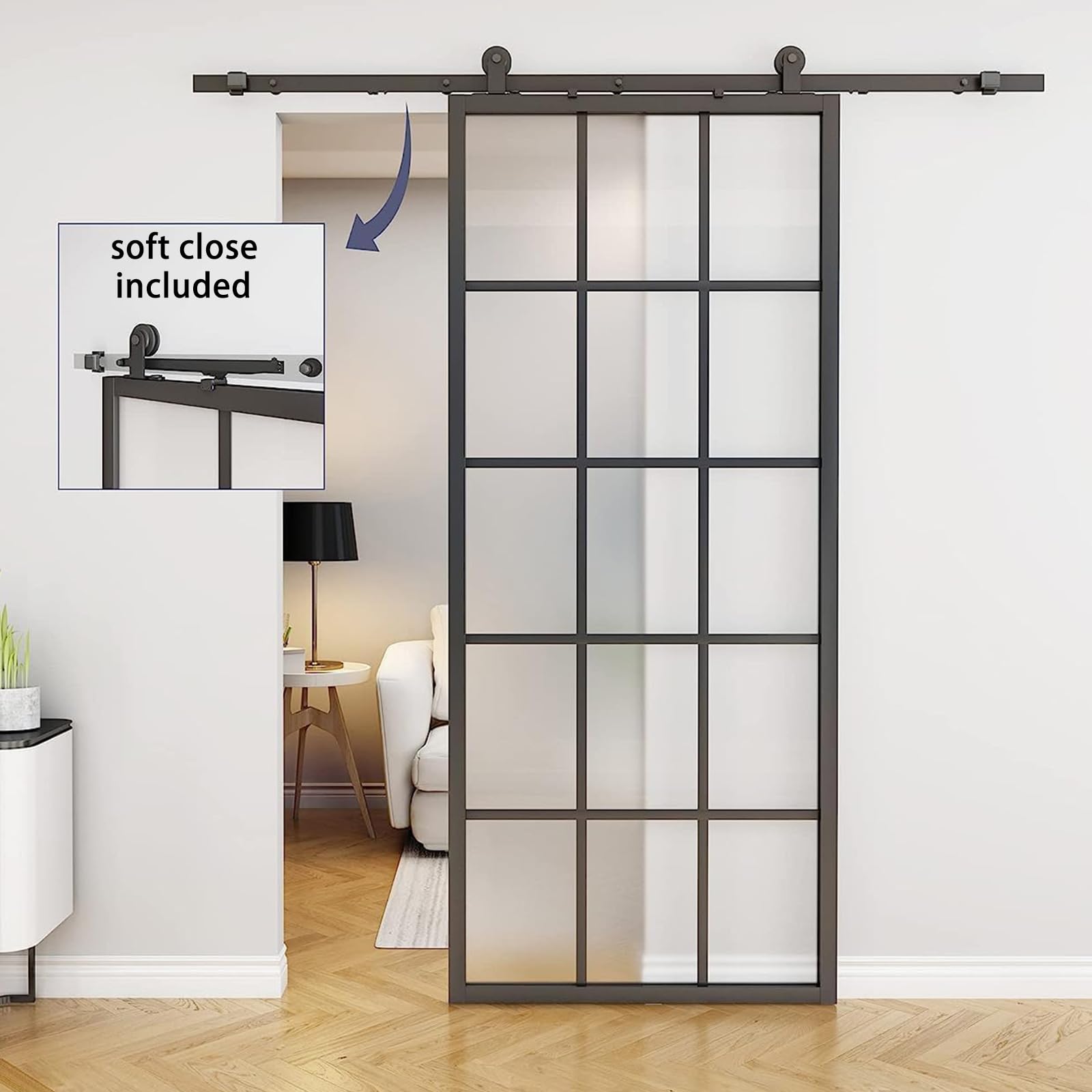 Barnsmith36in X 84in Frosted Glass Barn Door With 6 6ft | Desertcart KSA