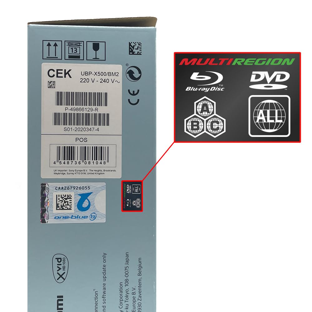 MULTIREGION Blu-ray Player Compatible with Sony UBP-X500 4K Ultra HD 2D ...