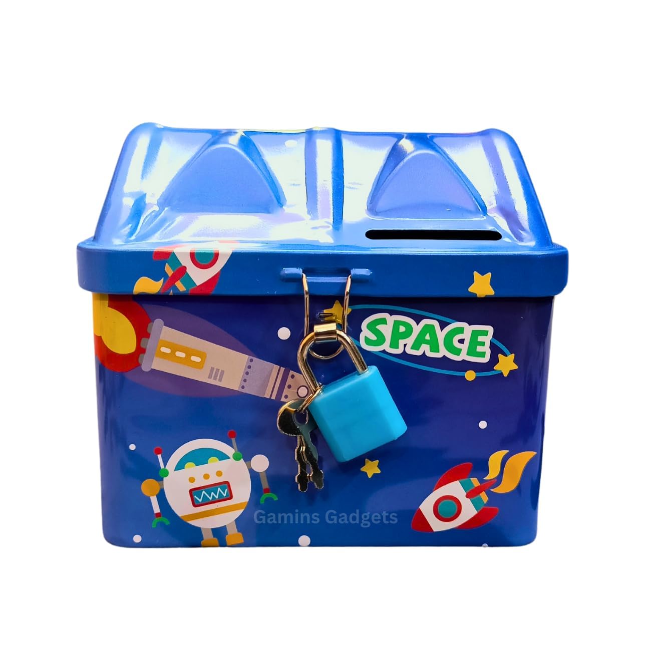 Kids' Money Bank with Lock and Key, Metal Piggy Bank Gullak, Astronaut ...