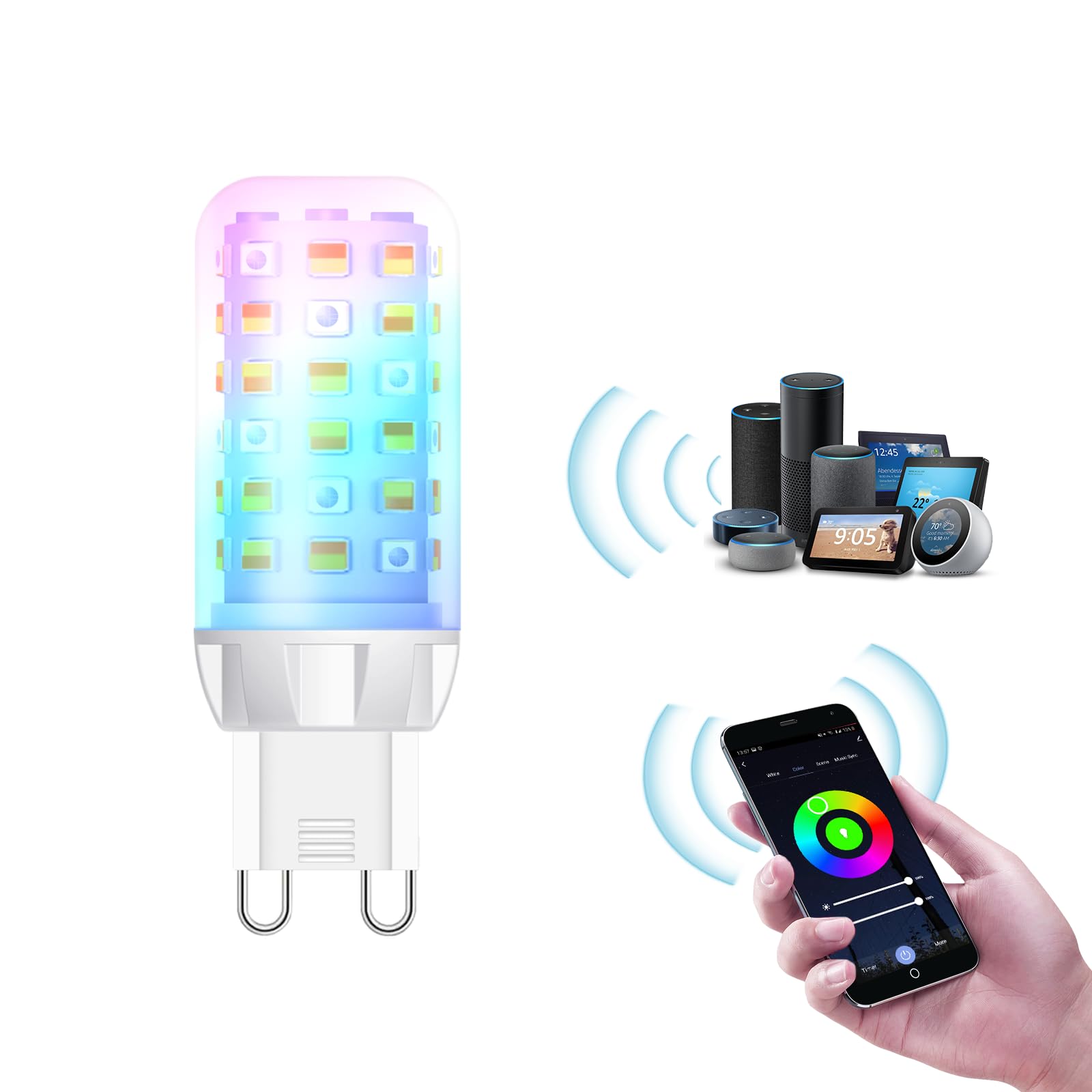 FECONN G9 Smart Bulb, Colour Changing Wi-Fi G9 Smart LED Bulbs with ...