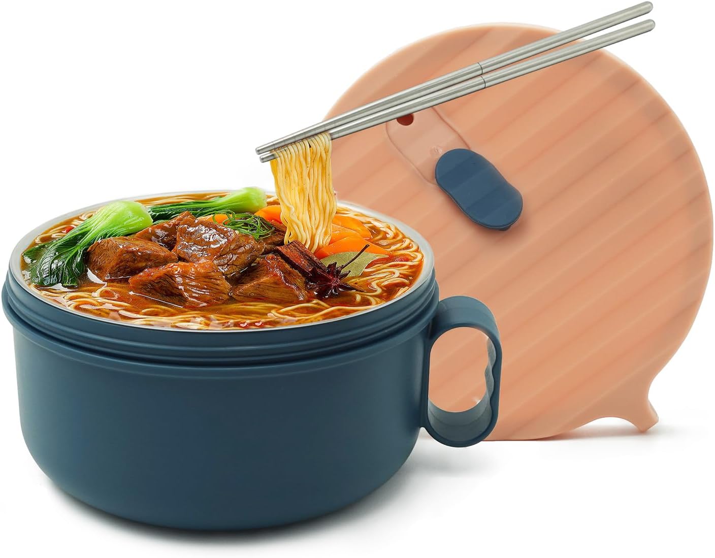 Sophie & Panda Porcelain Instant Noodle Bowl Mug with Handle 34 Oz - A Must-Have Accessory for ...