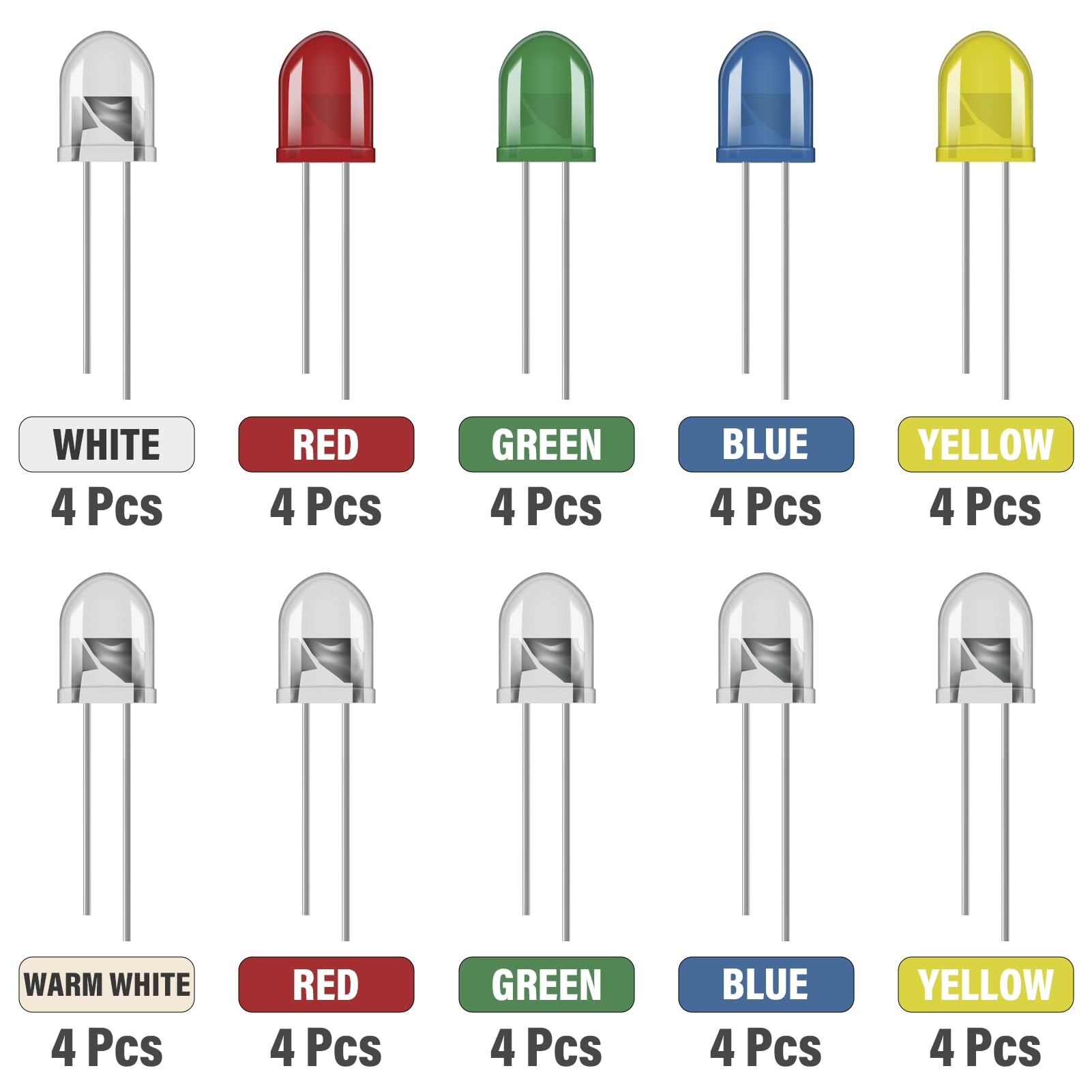 Snapklik.com : ALLECIN 10MM Led Diode Light Assortment Kit 10 Color ...