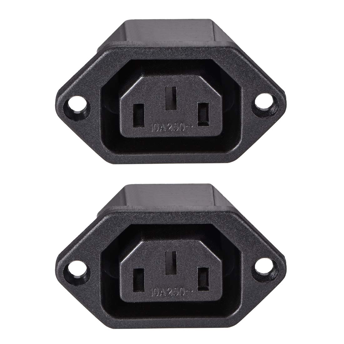 uxcell C13 Panel Mount Plug Adapter 250V AC 10A 3 Pins IEC Inlet Module ...